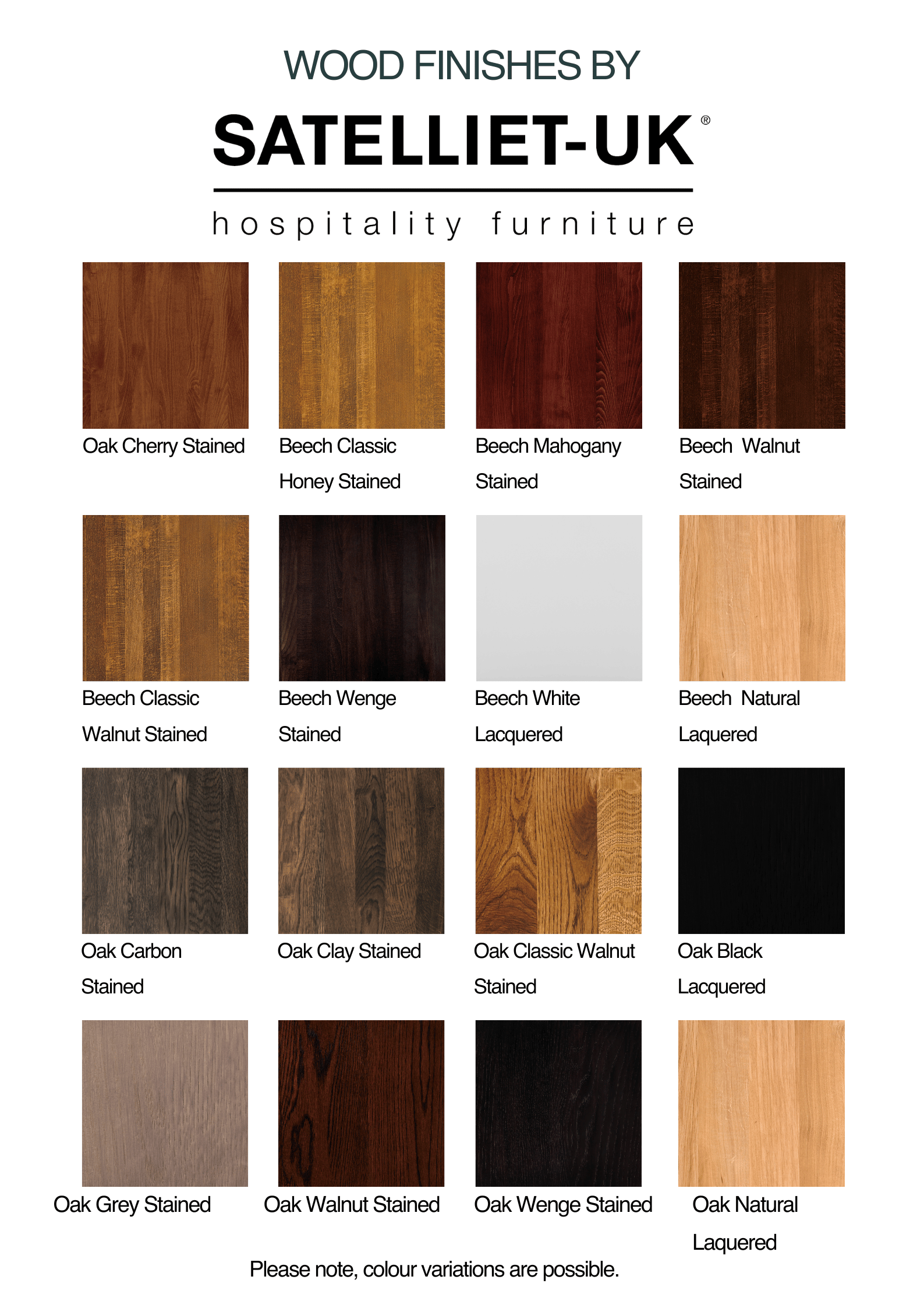 Satelliet Standard Wood Stains - Satelliet UK Contract Furniture